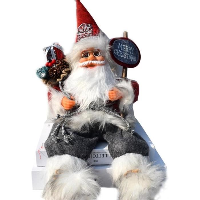 Décoration de Noël en forme de Père Noël assis - 57 cm, Gris ...