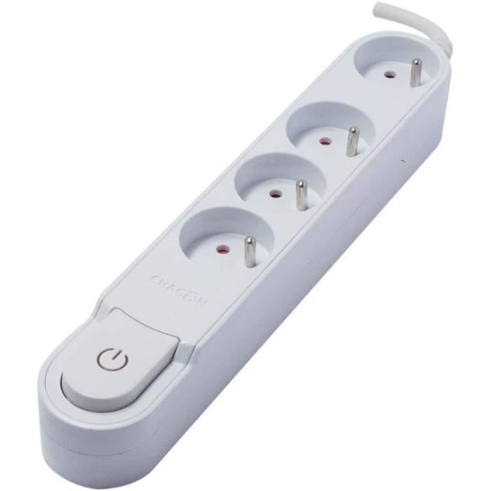 Bloc multiprise Design Blanc avec Interrupteur - 4 x 16A - 1,5 m.[G1249 ...