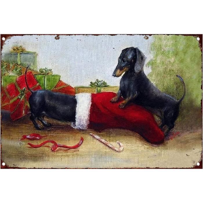 Poster Métallique Affiche,Teckel Chien Animal,Peinture Art Décoratif ...