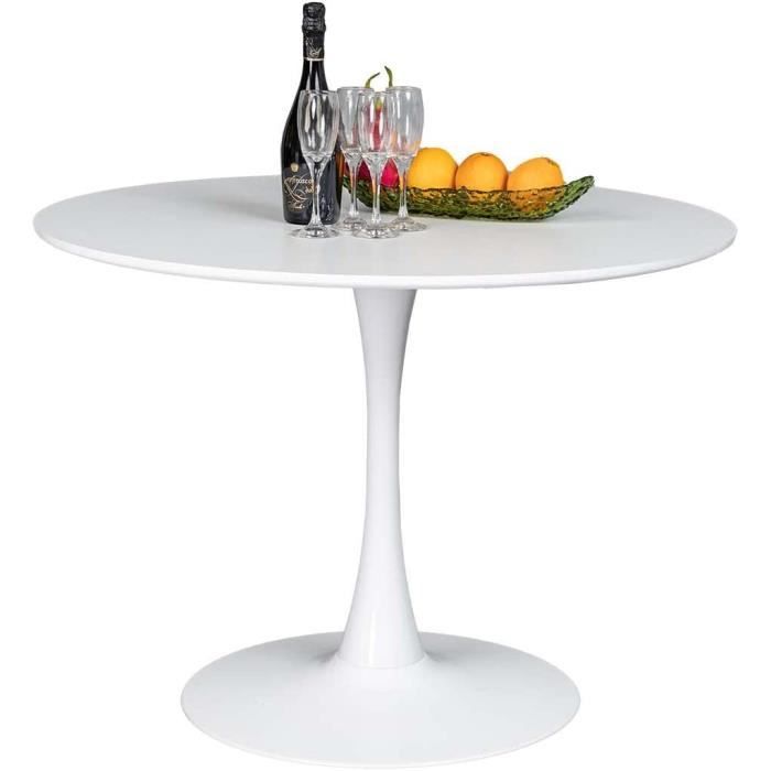 Table de Salle à Manger Blanche Table de Cuisine Ronde Finition avec ...