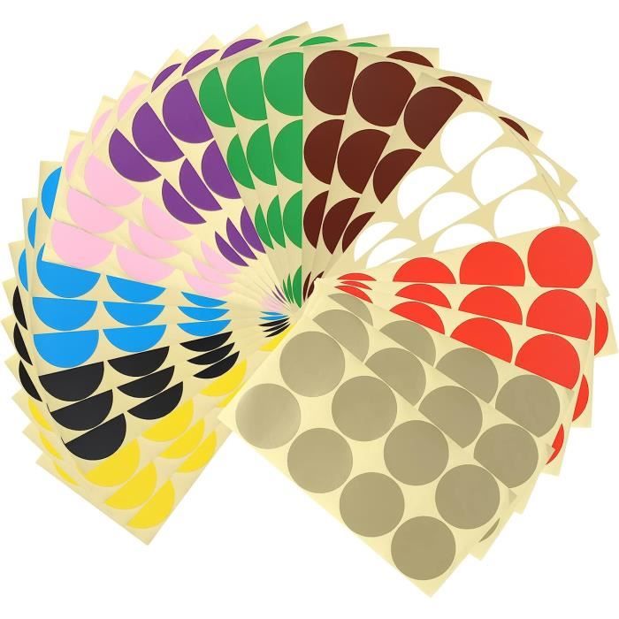 Gommettes Autocollantes Rondes,30 Feuilles 10 Couleurs 50mm Couleur ...