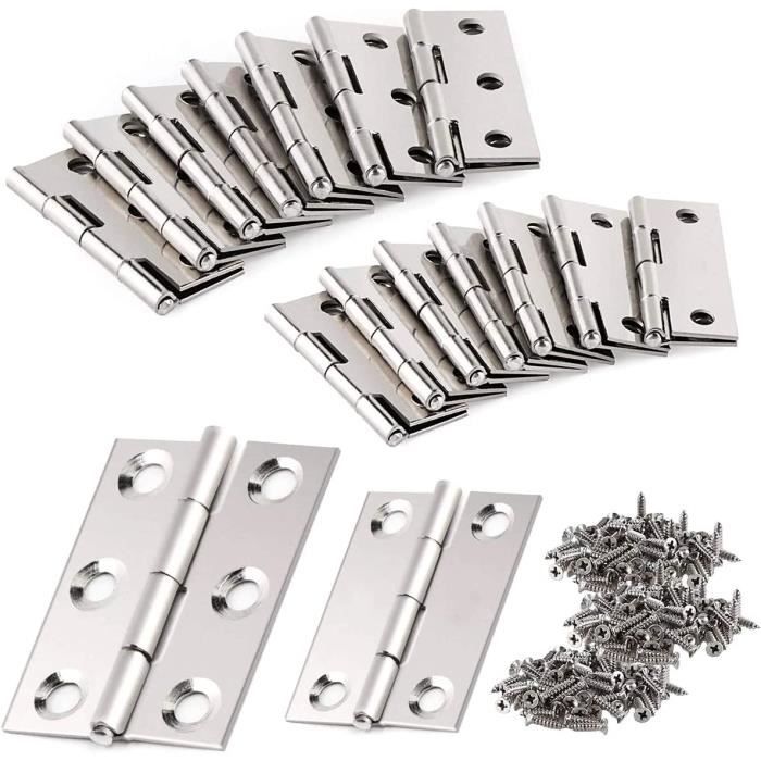Lot de 16 Charnières de Porte en Acier Inoxydable Charnières, Porte ...