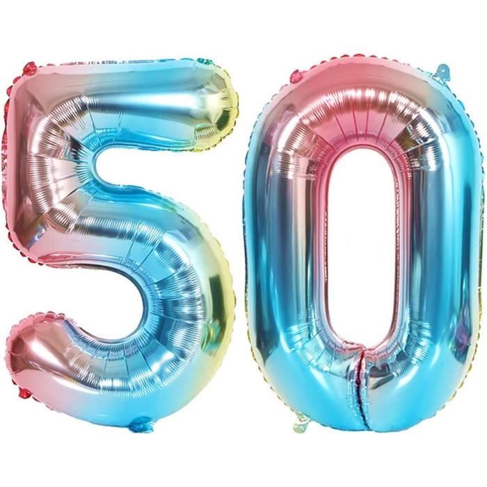 34Pouces Ballon Chiffre 50 Bleu, Ballon Age Gonflable Anniversaire ...