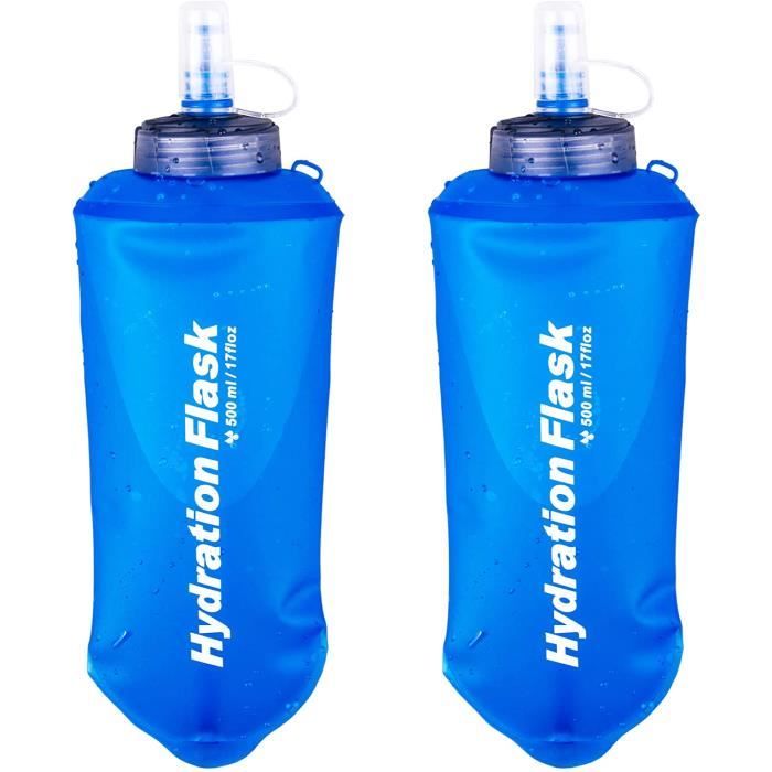 Gourde Souple Running 500 ml Pliante Poche Hydaratation Réservoir d'Eau ...