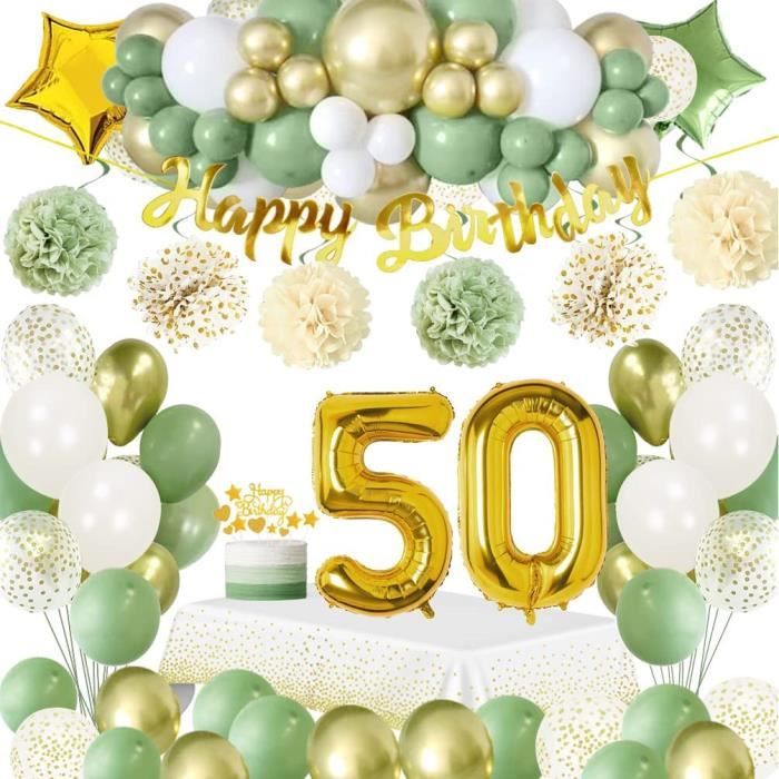 Decoration Anniversaire 50 Ans Femme,Ballon 50 Ans Anniversaire Vert ...