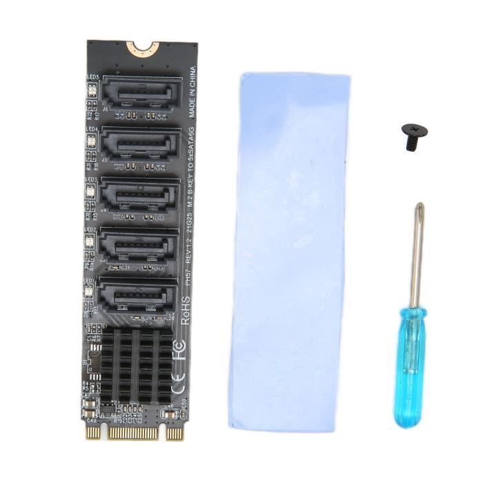 Cikonielf une carte d'extension SATA vers 5 ports SATA3 Convertir la carte adaptateur M.2 NGFF B ...