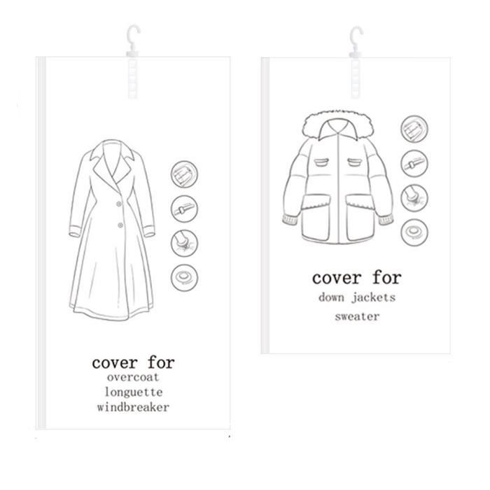 DAMILY® Lot de 2 housses de rangement sous vide à suspendre vide - 70 x ...