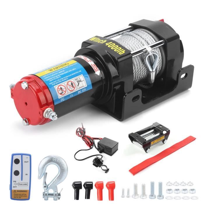 Fafeicy treuils 12V Treuil 4000lb / 1814kg 12VDC avec plaque de montage ...