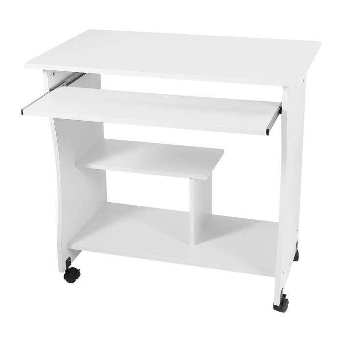 Bureau Informatique Roulant, Table Informatique avec Roulettes Table d ...