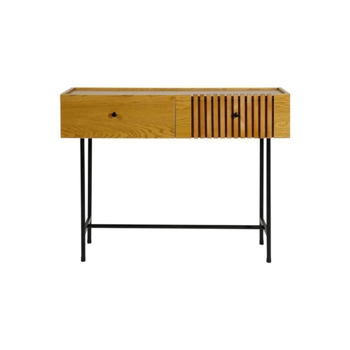 Console 2 tiroirs Izia - Ostaria 100 x 30 x 78 Bois - Cdiscount Maison