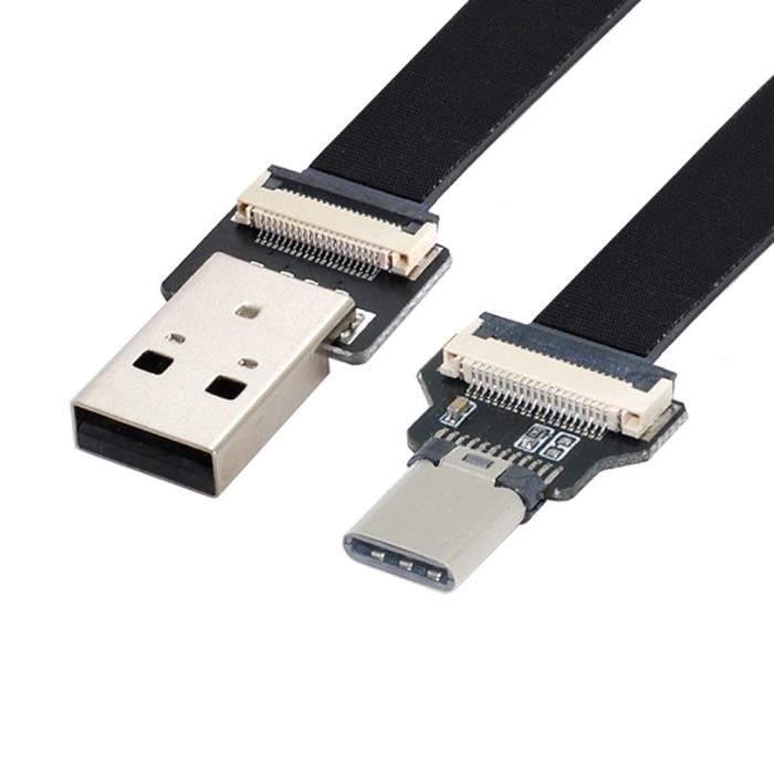 Cy Câble De Données Plat Et Fin Usb 2.0 Type A Vers Usb-C Mâle De Type ...