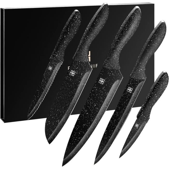 EUNA Ensemble de Couteaux 5 PCS Ultra Sharp Ensemble de Couteaux de ...