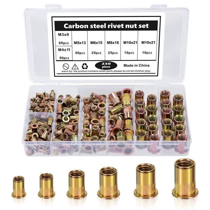 Rivet écrous en Acier Carbone rts Filetés écrou Aveugle Inox Tête Plate ...