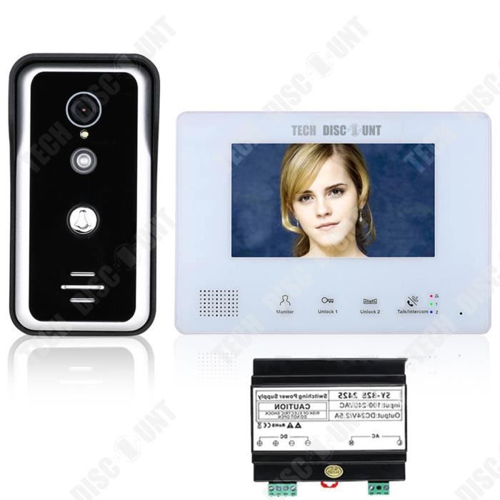 Sonnette d'interphone vidéo - TD® - 7 pouces - Vision nocturne ...