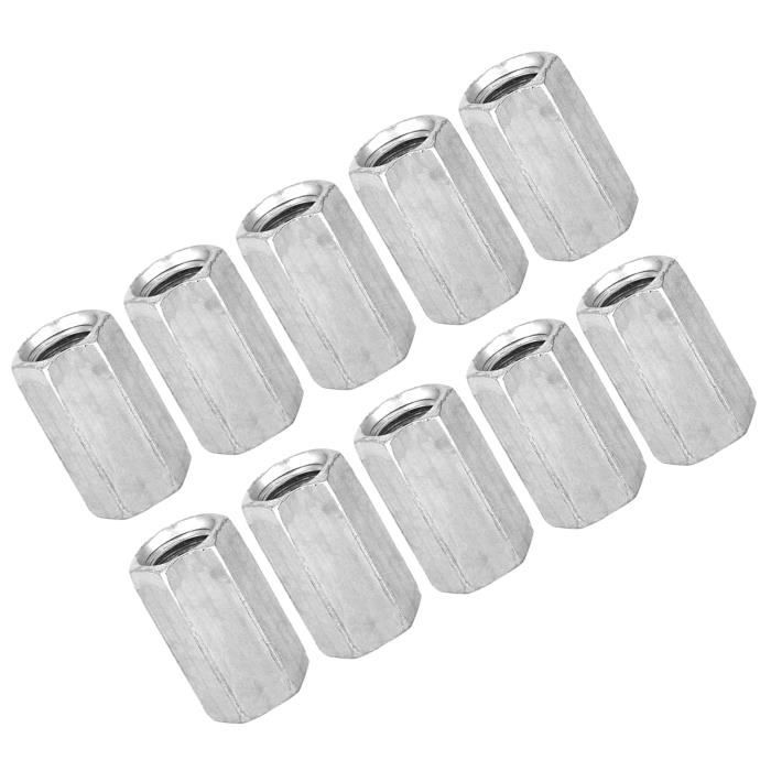 VBESTLIFE Écrou de tige longue 10 pièces M8 longue tige écrou hexagonal manchon hexagonal écrou ...