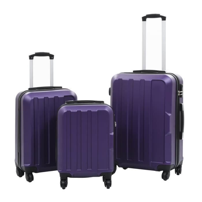 7805)Elégant* Valise Magnifique, Valise rigide 3 pcs - Violet ABS,45,5 ...