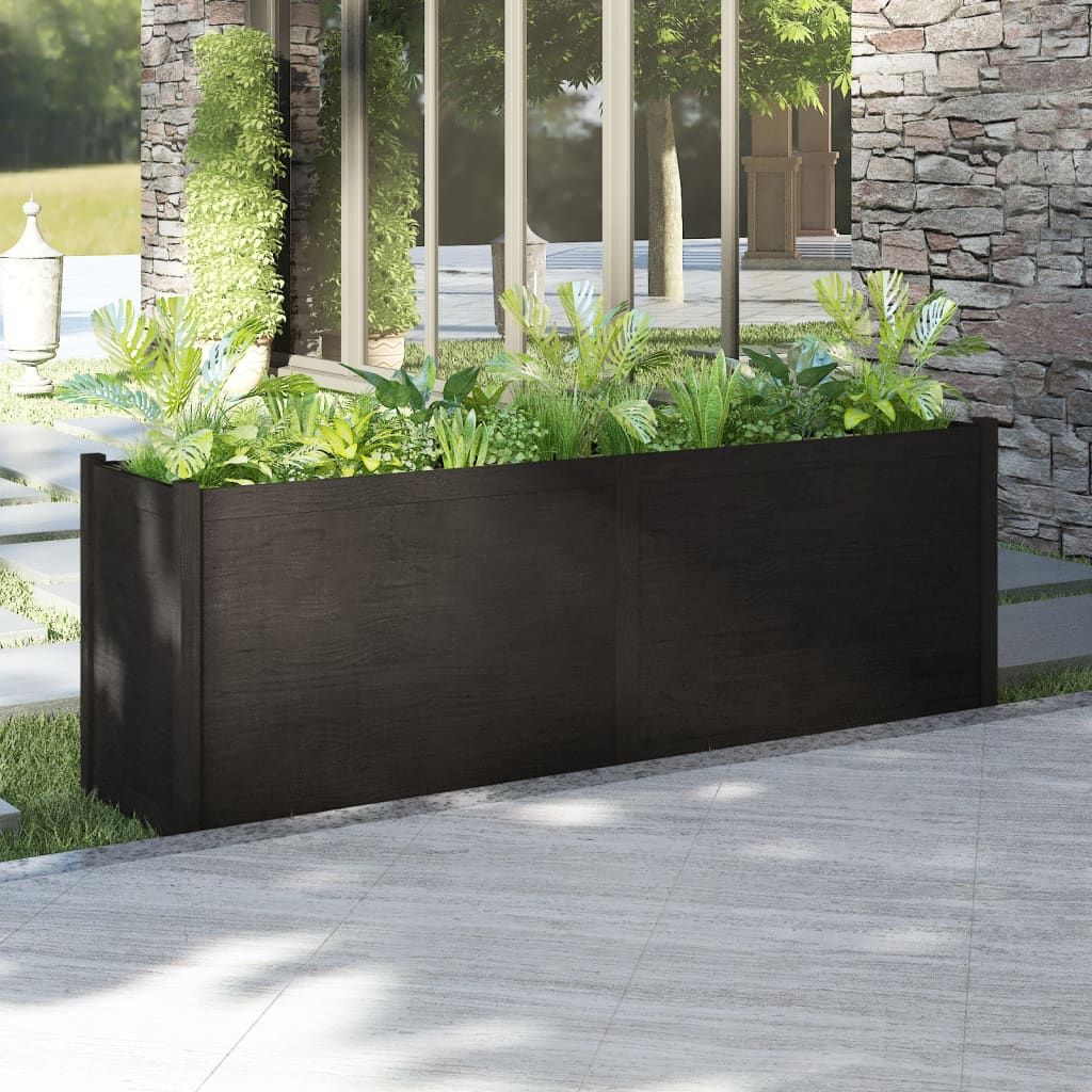 VidaXL Jardinière d'extérieur Noir 200x50x70 cm Bois de pin massif ...