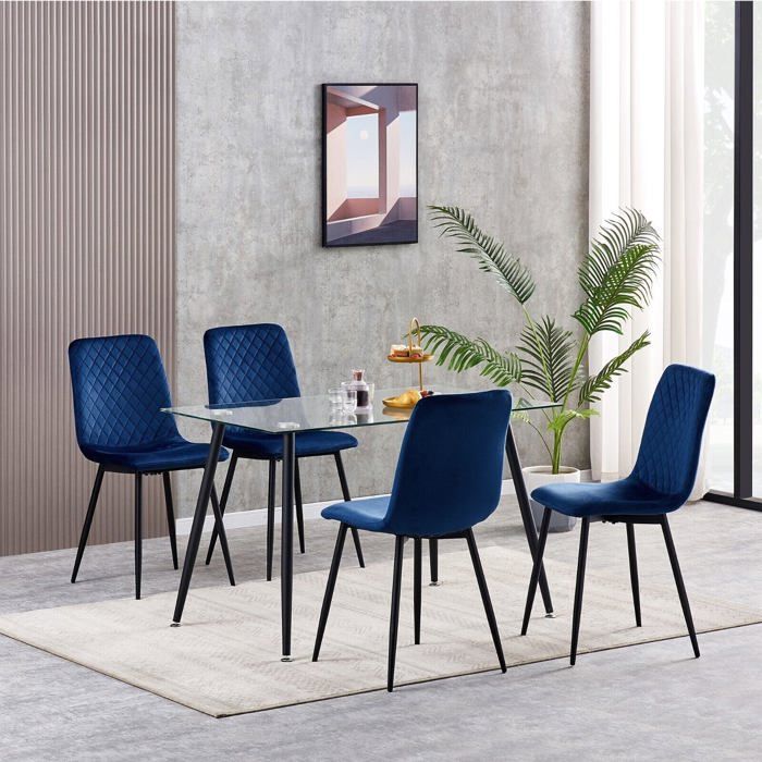 Mcc direct Lexi Lot de 4 chaises de salle à manger design en velours ...