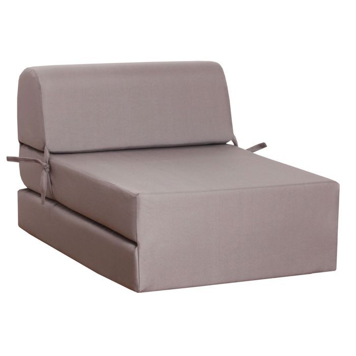 Chauffeuse convertible 1 place en mousse Taupe - Terre de Nuit ...