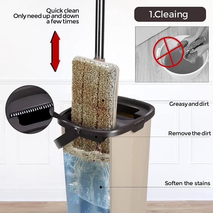 SERPILLERE Balai Serpillère et Seau Essoreur, Balai Microfibre avec ...