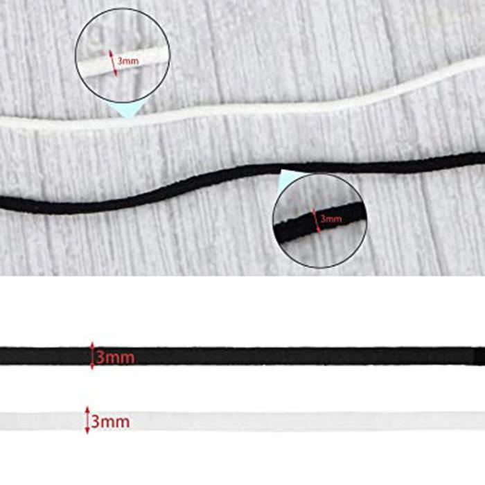 2 pièces Élastique Couture Elastique Rubans Plat Blanc Noir Couture Loisir Créatif Vêtements ...