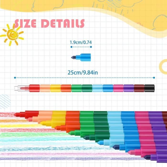30 Pièces Crayons De Cire Empilables,Crayons Bloc Construction,Crayon ...