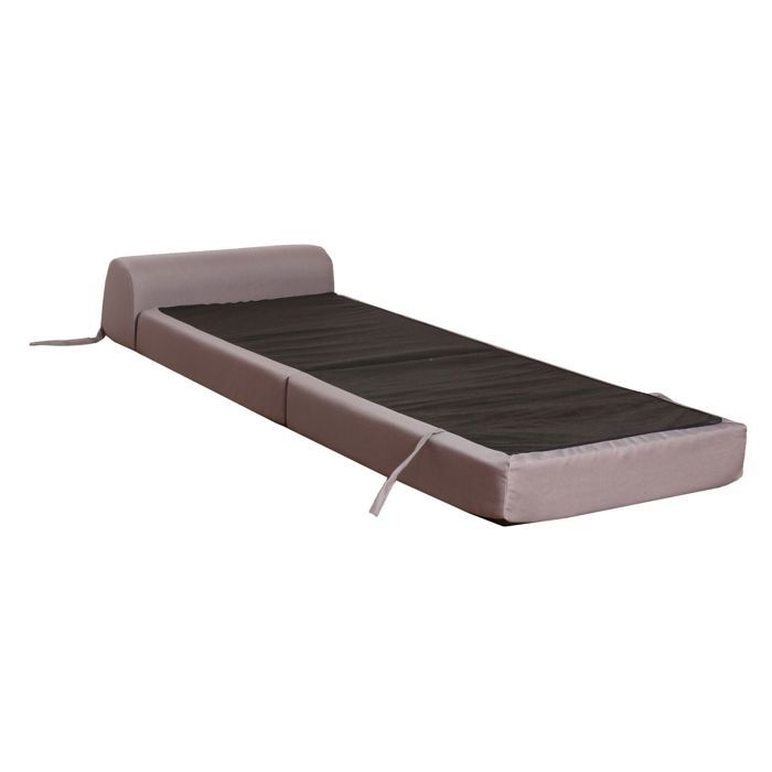 Chauffeuse convertible 1 place en mousse Taupe - Terre de Nuit ...