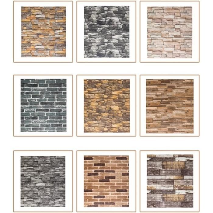Panneaux Muraux 3D,Papier Peint Brique 3D 10 Pc 77*70 Cm 3D Sticker ...