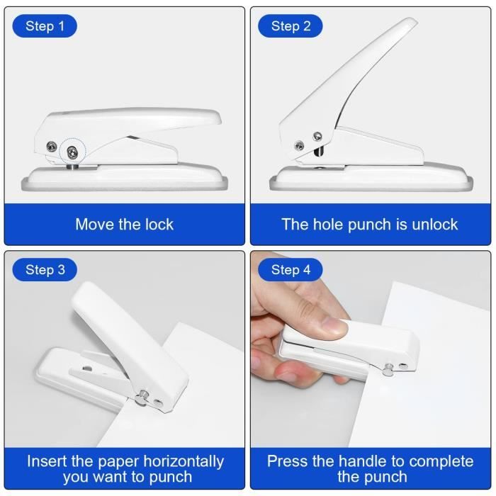 Perforatrice À 1 Trou, Perforatrice À Main, Pour Papier, Capacité De 20 ...