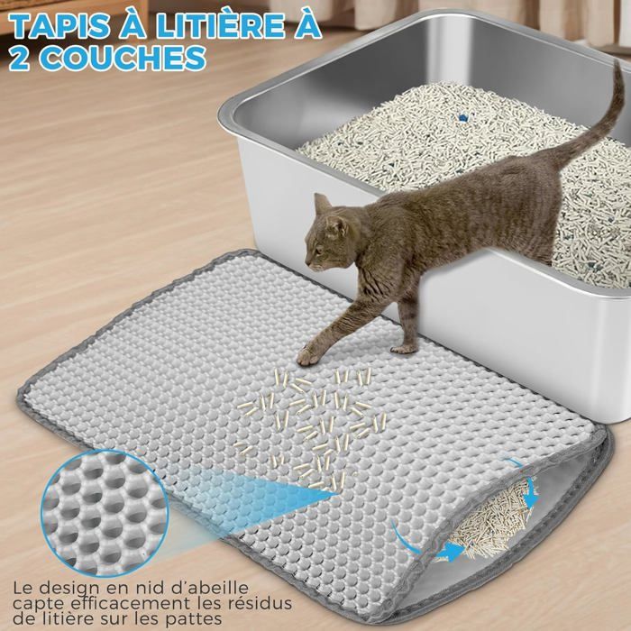 Bac à litière en acier inoxydable Bac à litière pour chat 50x35 cm ...