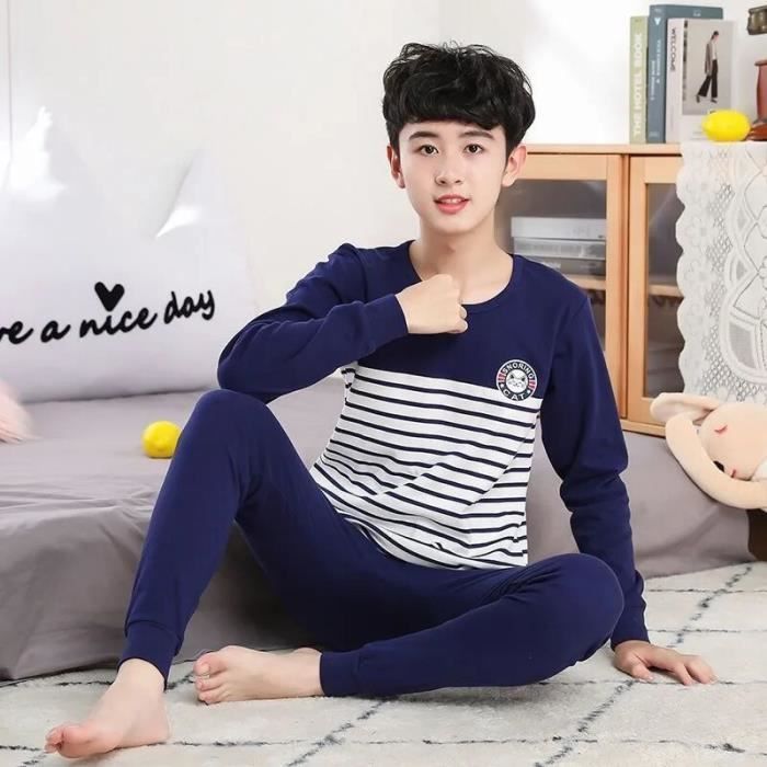 String-tanga,Pyjama long John en coton à col rond pour adolescents ...