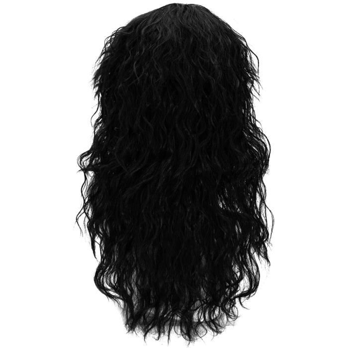 Hommes 80 Perruque Longue Bouclée Noir Perruque Vokuhila Perruques Mâle ...