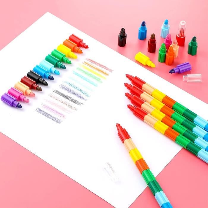 30 Pièces Crayons De Cire Empilables,Crayons Bloc Construction,Crayon ...