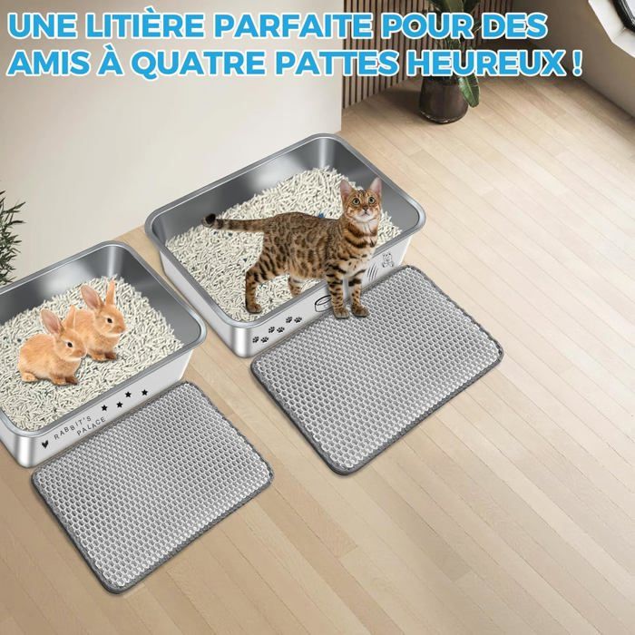 Bac à litière en acier inoxydable Bac à litière pour chat 50x35 cm ...