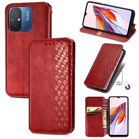 Housse Xiaomi Redmi 12C Fermeture magnétique invisible PU Cuir ...