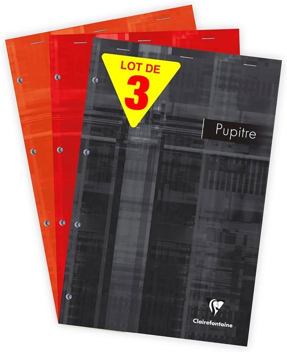 66131Amzc Lot De 3 Blocs Pupitre Agrafés En-Tête Perforés A4+ 21X31,8 ...