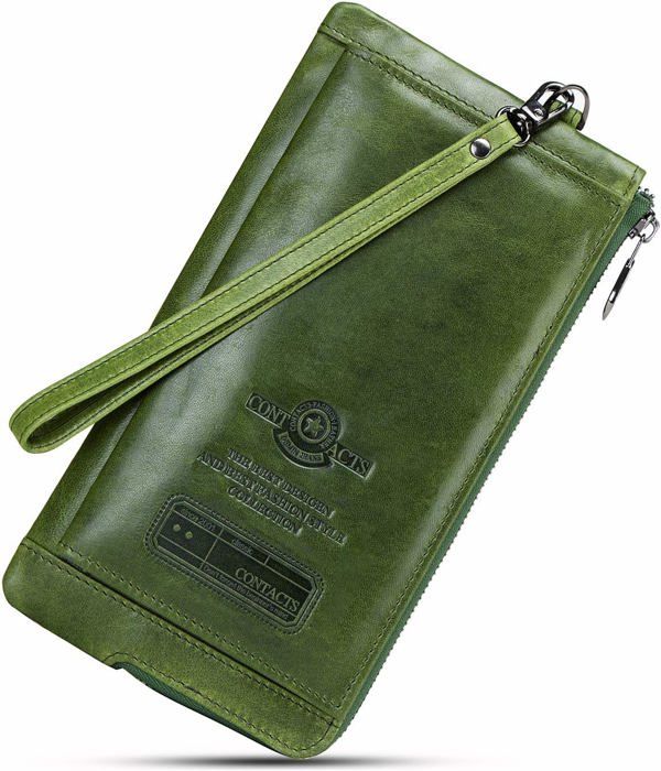 RFID Réel en Cuir Carte Coin Téléphone Poche Portefeuille Femmes Clutch ...