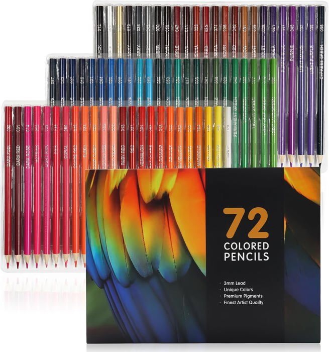 WUFANC Ensemble 72 Crayons Crayon de Couleurs - Pochette Crayon De ...