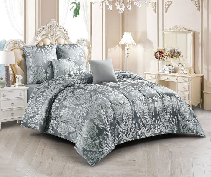 Couvre Lit - BRENDA - 5 Pcs - Gris - 220x240 cm - 100% Polyester ...