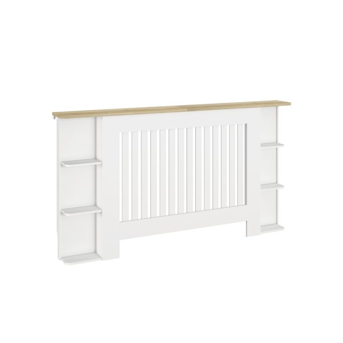HOMCOM Radiator Cover with Open Shelving Unit, Vertical Bar Cabinet ...