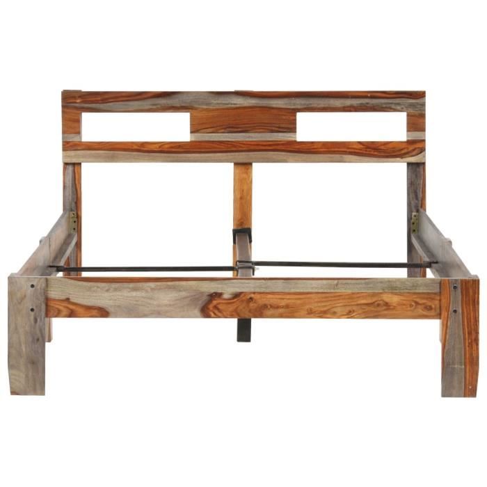 WXS - Cadre de lit 205 x 125 x 73 cm avec finition grise, acier Bois ...