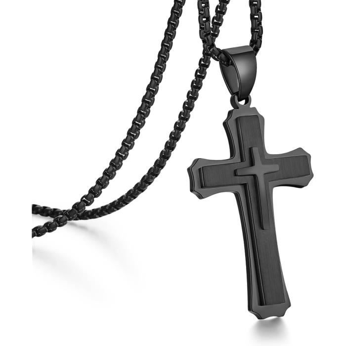 Colliers Croix Hommes Pendentif Croix Pour Homme Or Blanc 18 Carats ...