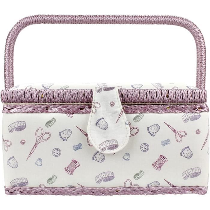 Boîte à Couture Vide Cotton, Boîte à Couture Portable, 24 x 17.5 x 13cm ...
