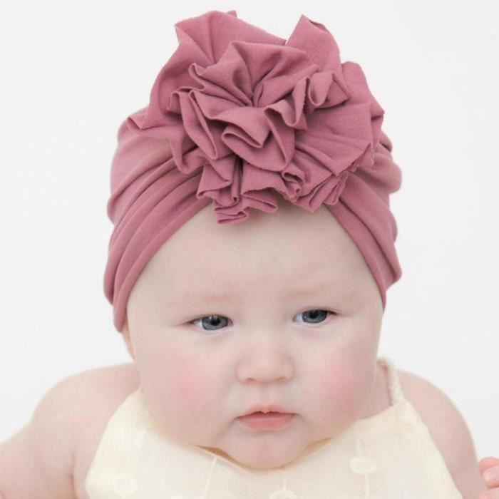 CRAZE Solid Nursery Turban Hat Cap Beanie Bonnet avec Big Flower pour ...