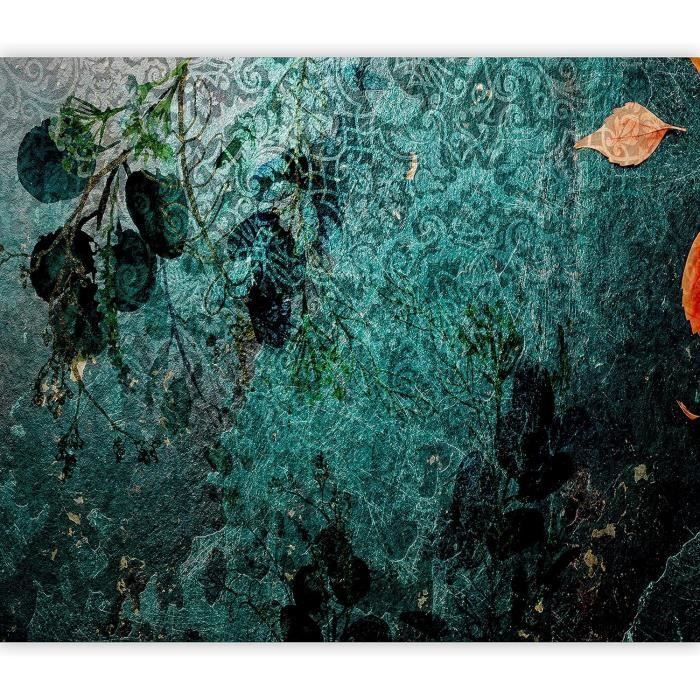 Papier Peint Intissé Abstrait Feuilles Feuillage 200X140 Cm Décoration ...