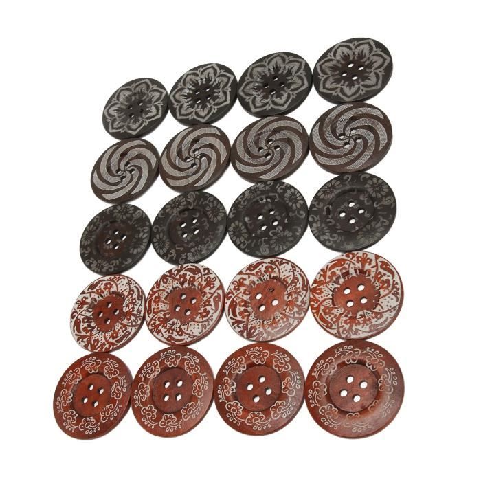 Boutons de couture Boutons en Bois, Boutons Décoratifs Ronds 20 Pièces ...