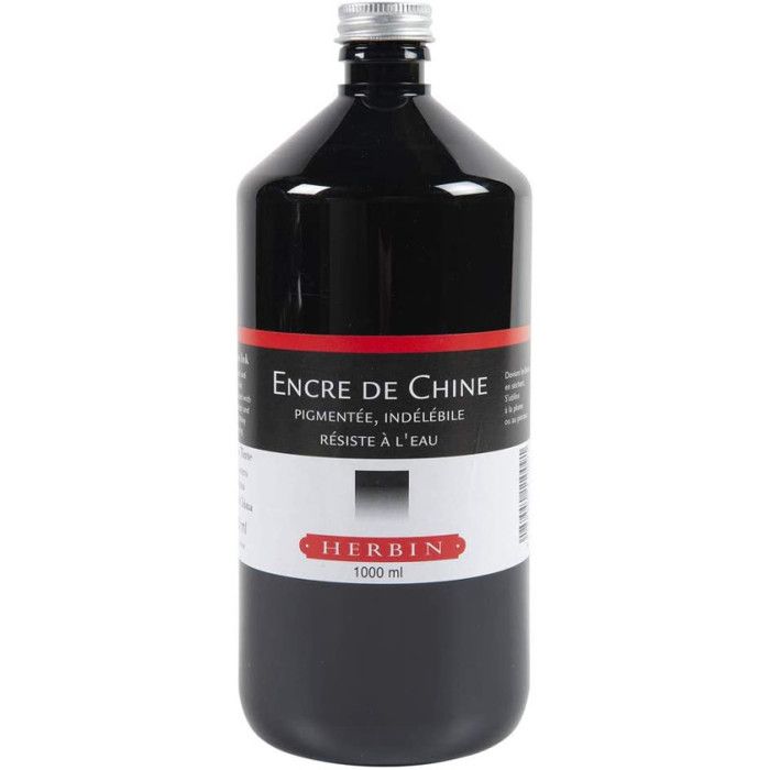 Encre de Chine - Noir - Calligraphie - Flacon de 1L - Herbin ...