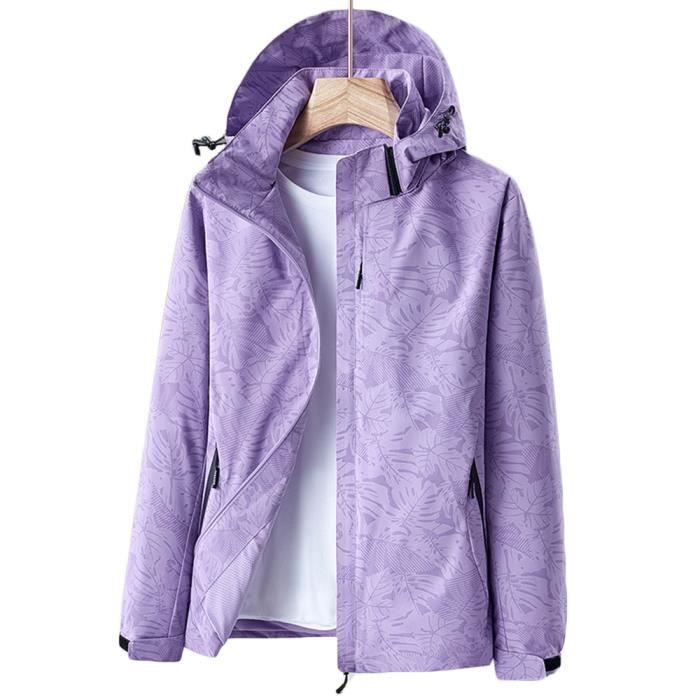 Veste de Ski Femme Softshell Camouflage Léger avec Capuche Coupe-vent ...