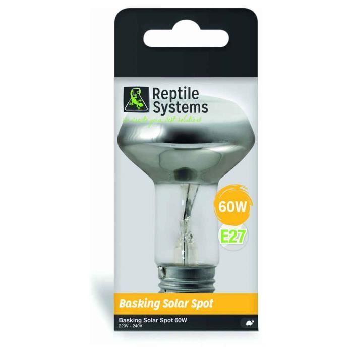 Reptile Systems - Lampe Solar Basking Spot E27 pour Reptiles - 60W ...