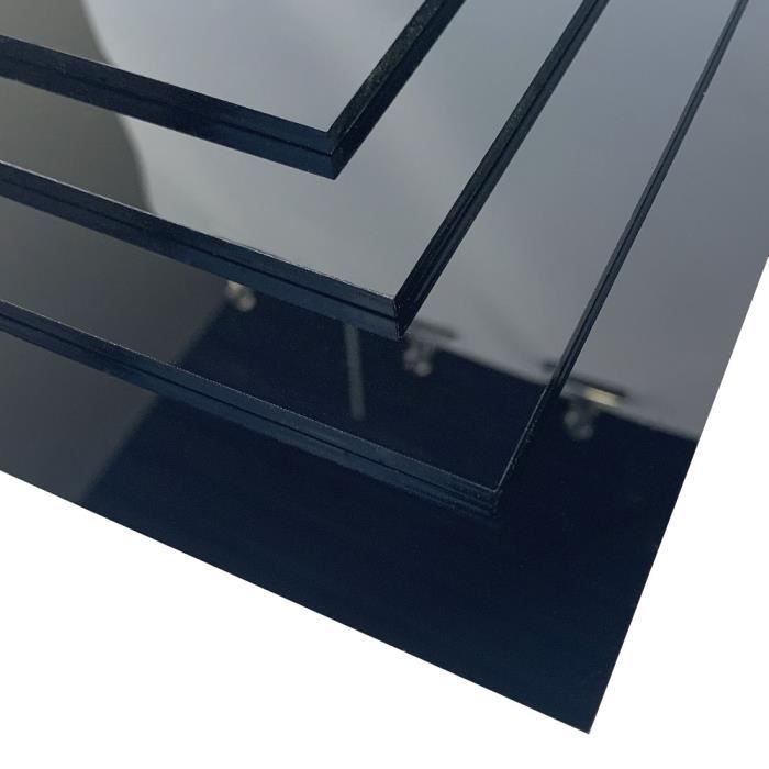 Plaque de plexiglass noir - Épaisseur 2 ou 4 mm - Plexi PMMA XT Noir - 80 x 60 cm (800 x 600 mm ...